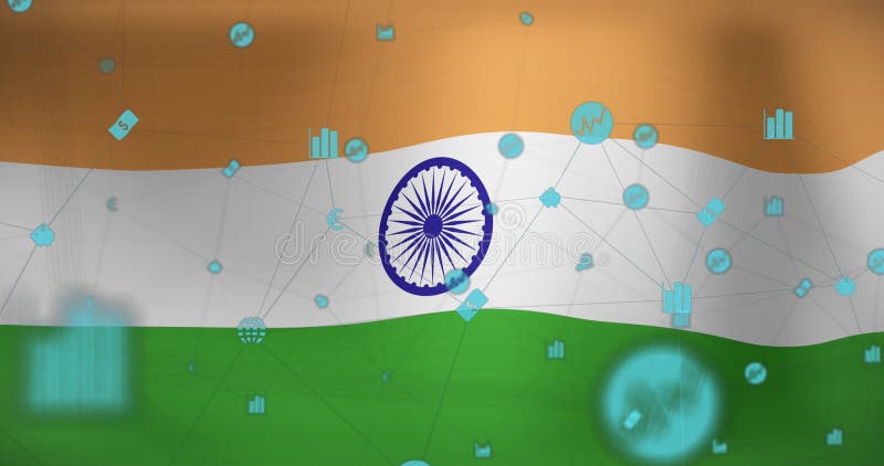 Image of Data Processing Over Flag of India Stock Photo - Image of ...