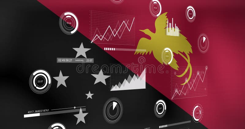 Image of Data Processing Over Flag of Papua New Guinea Stock Image ...