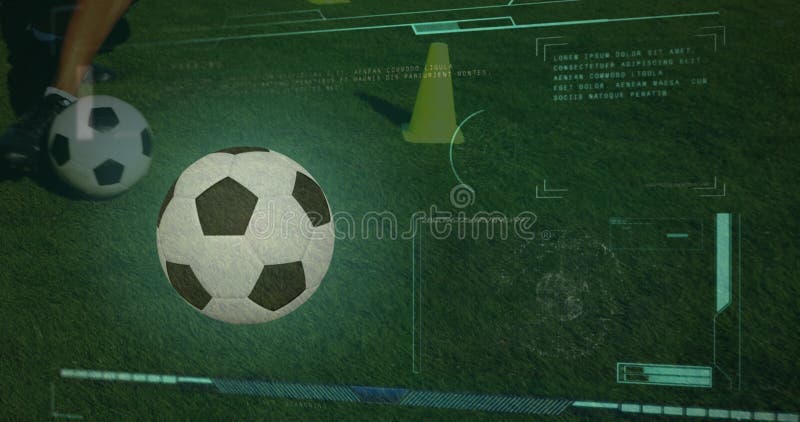 Image of Data Processing Over Football Player and Ball Stock Image ...
