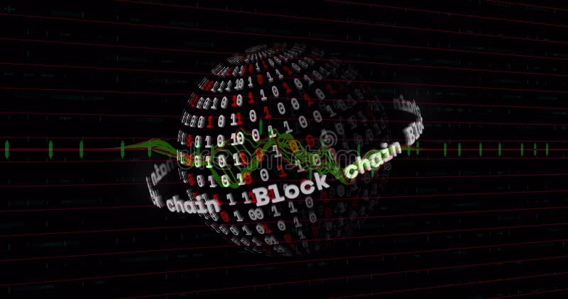 Image Of Data Processing Over Globe With Binary Coding On Black