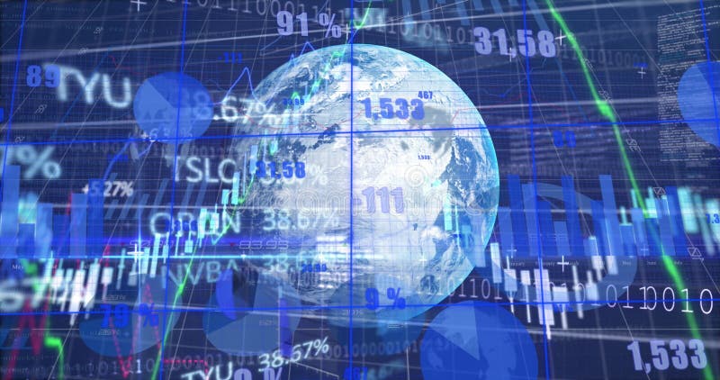 Image Of Data Processing Over Globe And Binary Coding Stock Image