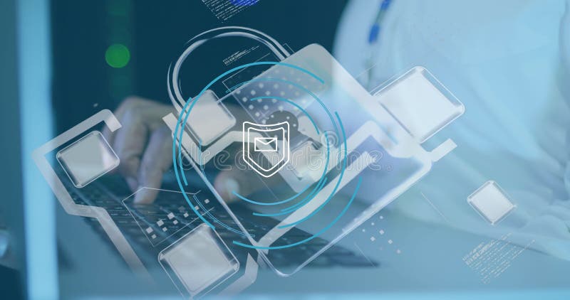 Image of Data Processing Over Hands Using Laptop in Server Room Stock ...