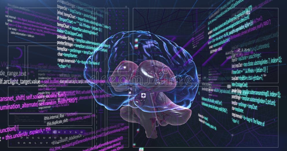 Image of Data Processing Over Human Brain on Digital Interface Stock Image - Image of internet ...