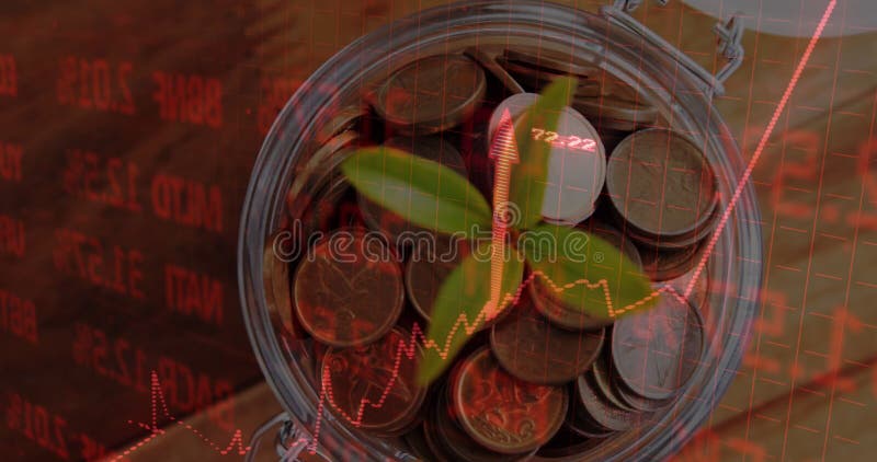 Image of Data Processing Over Jar of Coins Stock Image - Image of ...