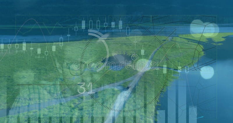 Image of Data Processing Over Landscape Stock Image - Image of network ...
