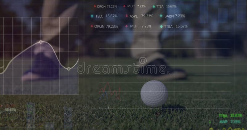Image of Data Processing Over Male Golf Player on Golf Course Stock ...