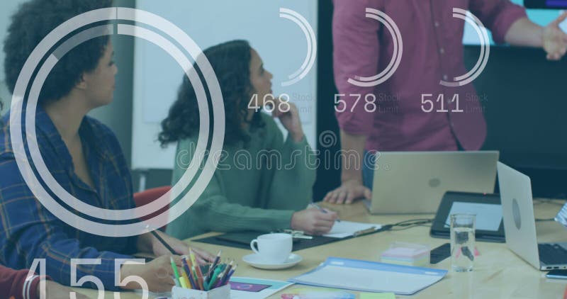 Image of Data Processing Over Mid Section of Caucasian Man Giving a ...