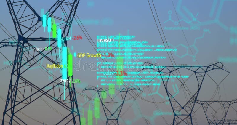 Image of Data Processing Over Pylons Stock Illustration - Illustration ...