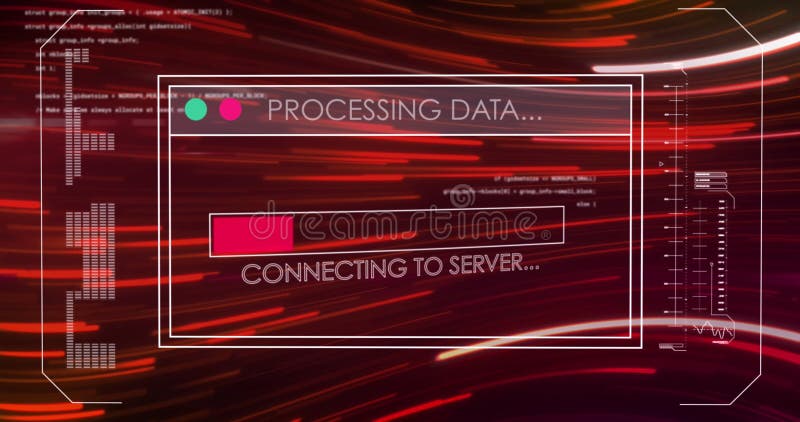 Image of Data Processing Over Red Light Trails Stock Image - Image of ...