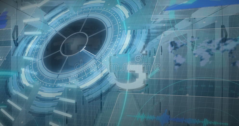 Image of Data Processing Over Scope Scanning and Computer Servers Stock Photo - Image of global ...