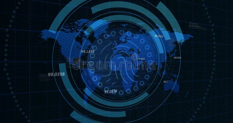 Image of Data Processing Over Scope Scanning and World Map Stock Image ...