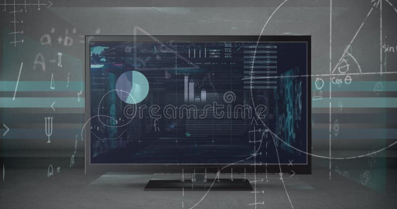 Image of Data Processing Over Screen on Grey Background Stock Image ...