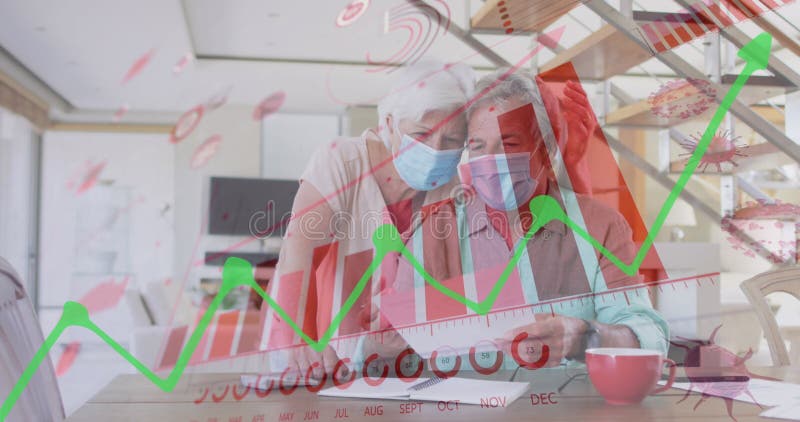 Image of Data Processing Over Senior Caucasian Couple Stock Photo - Image of strategy ...