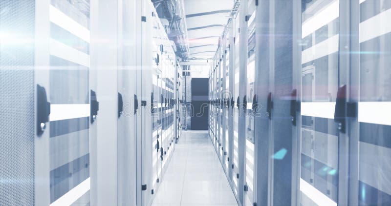 Image of Data Processing Over Server Room Stock Illustration ...