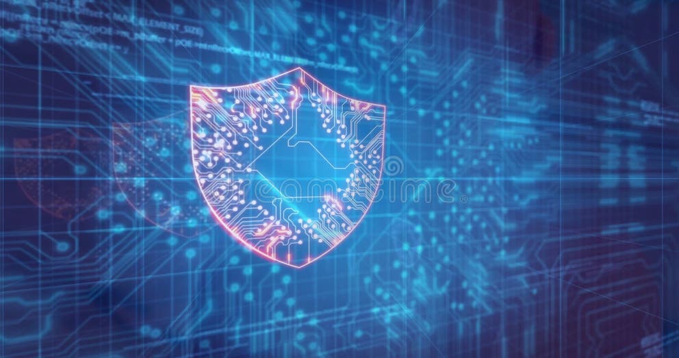 Image of Data Processing Over Shield Icons Stock Illustration ...