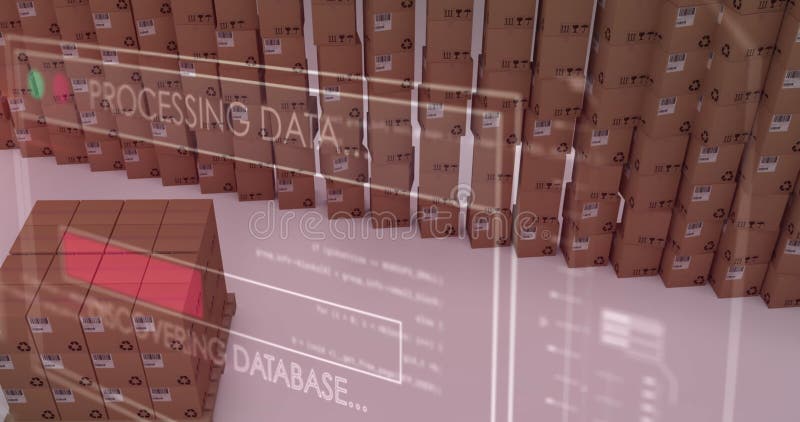 Image of Data Processing Over Stack of Cardboard Boxes Stock Photo ...