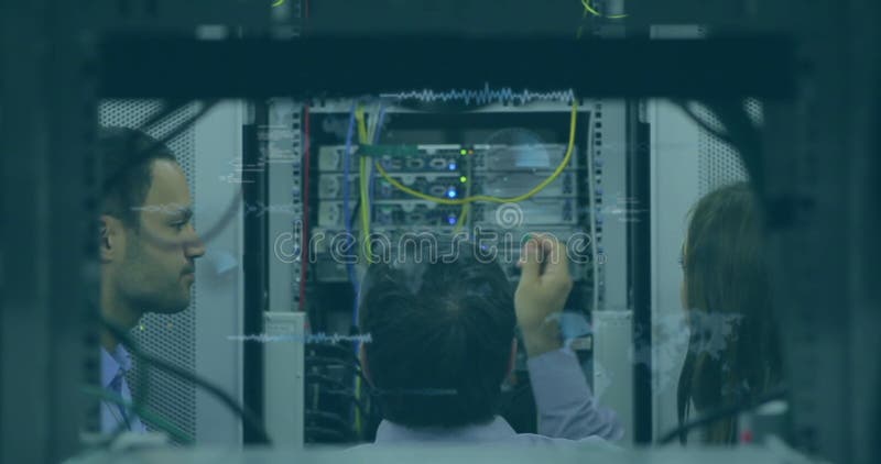 Image of Data Processing Over Team of Diverse Engineers Working at ... Image of Data Processing Over Team of Diverse Engineers Working at ...