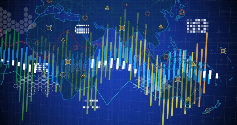 Image of Data Processing Over World Map on Blue Background Stock Image ...