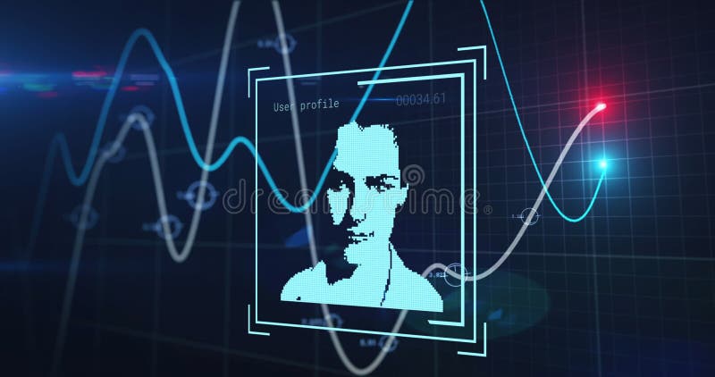 Image of Data Processing with People Portraits on Black Background ...