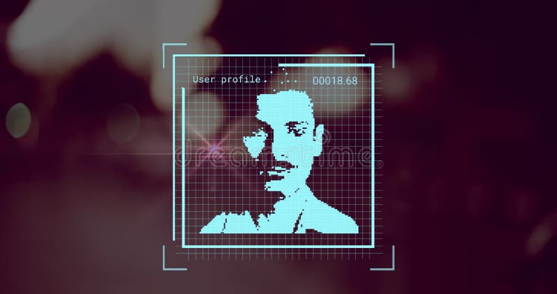 Image of Data Processing with People Portraits Over Light Spots on ...