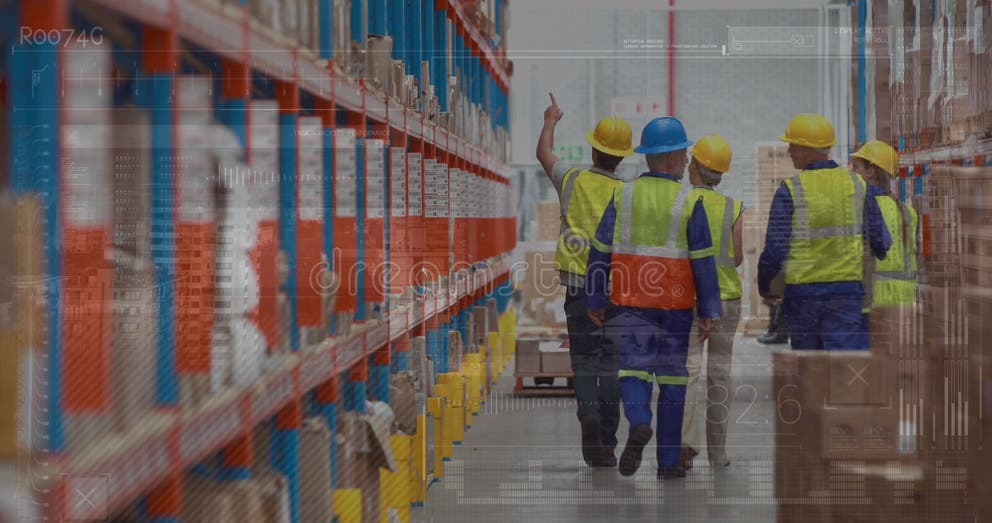 Image of Data Processing People Working in Warehouse Stock Image ...