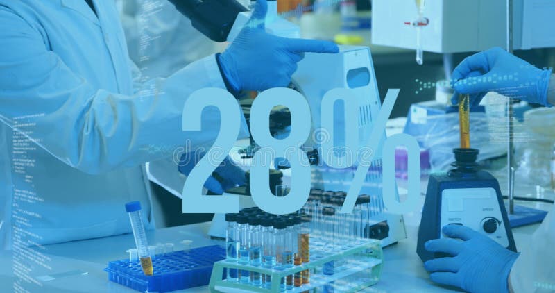 Image of Data Processing and Percent Over Scientists in Lab Stock Photo ...