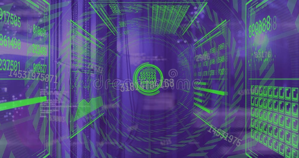 Image of Data Processing with Qr Code Over Server Room Stock Illustration - Illustration of ...