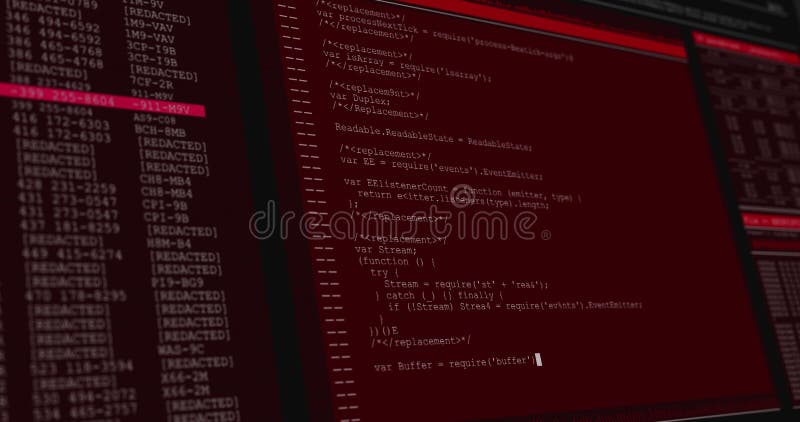 Image of Data Processing on Red Computer Screens Stock Illustration ...