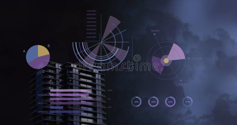 Image of Data Processing with Scope Scanning Over Building and Storm ...