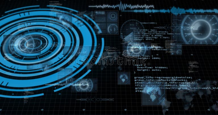 Image of Data Processing and Scope Scanning Over Digital Screens Stock Photo - Image of ...