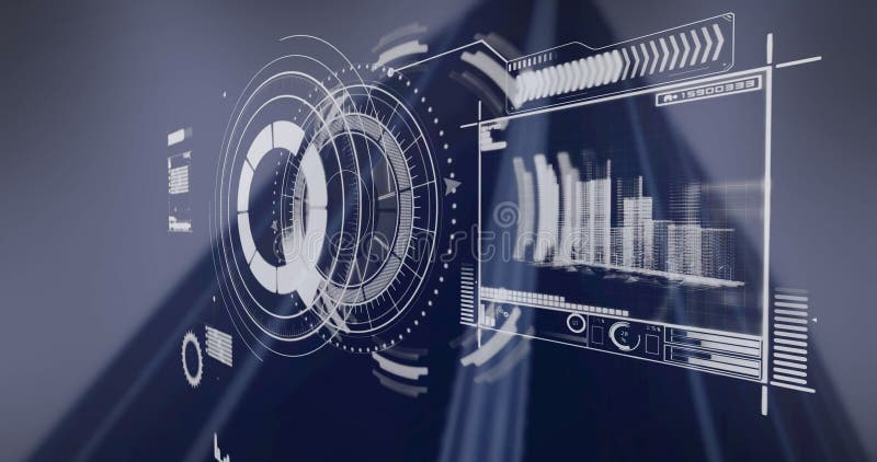 Image of Data Processing and Scope Scanning Over Landscape Stock Photo ...