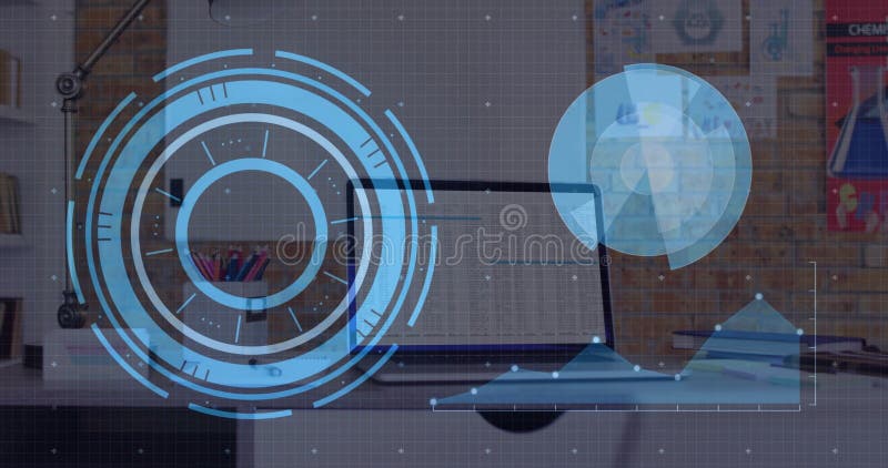 Image of Data Processing with Scope Scanning Over Laptop on Desk in ...