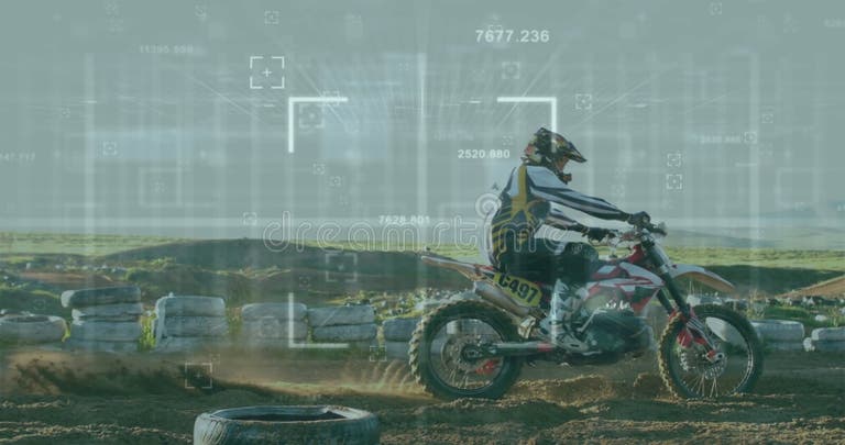 Image of Data Processing and Scope Scanning Over Motocross Stock Image ...