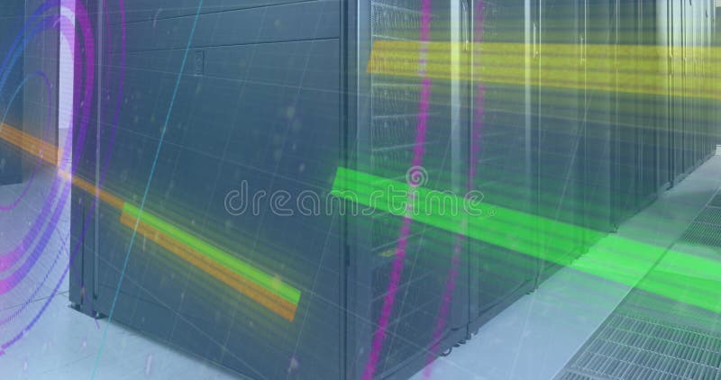 Image of Data Processing and Scope Scanning Over Server Room Stock ...
