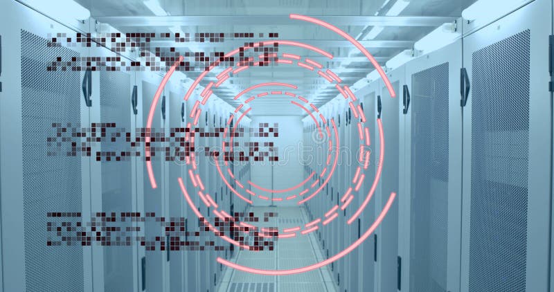 Image of Data Processing and Scope Scanning Over Server Room Stock ...