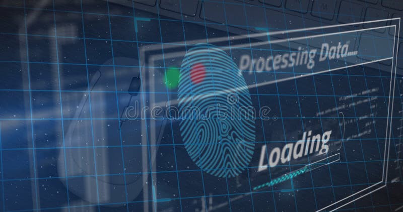 Image of Data Processing on Screen Over Biometric Fingerprint Stock ...