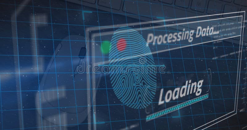 Image of Data Processing on Screen Over Biometric Fingerprint Stock ...