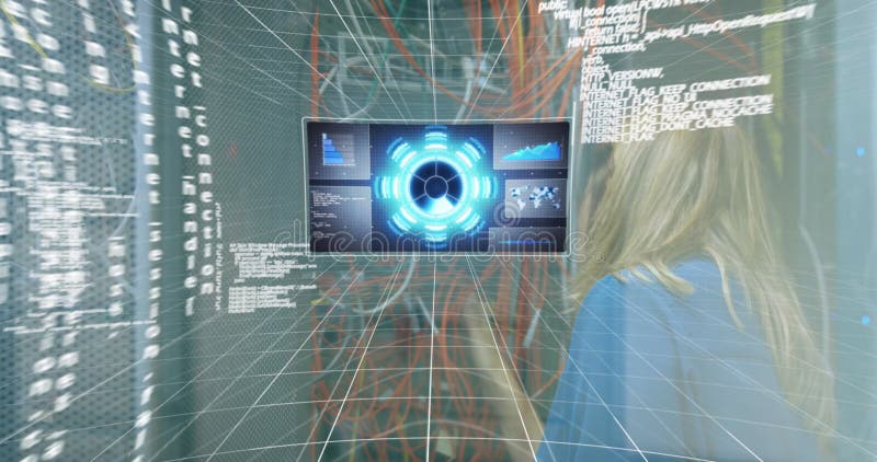 Image of Data Processing on Screen Over Computer Wires Stock Photo ...