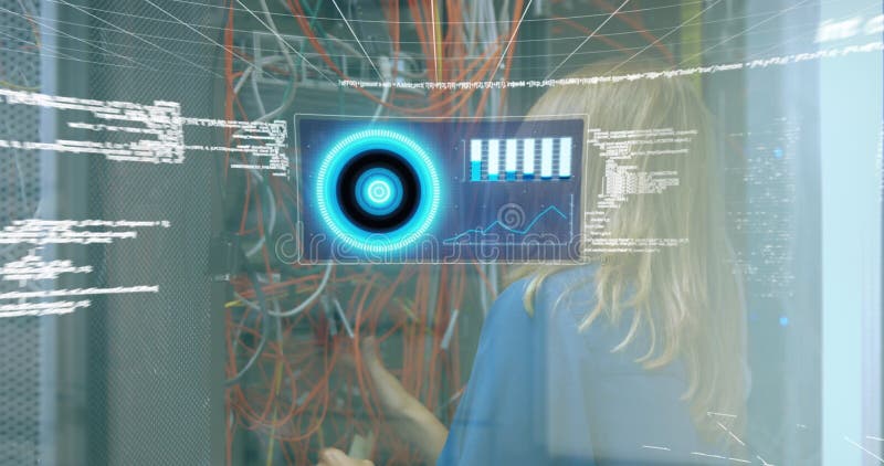 Image of Data Processing on Screen Over Computer Wires Stock Image ...