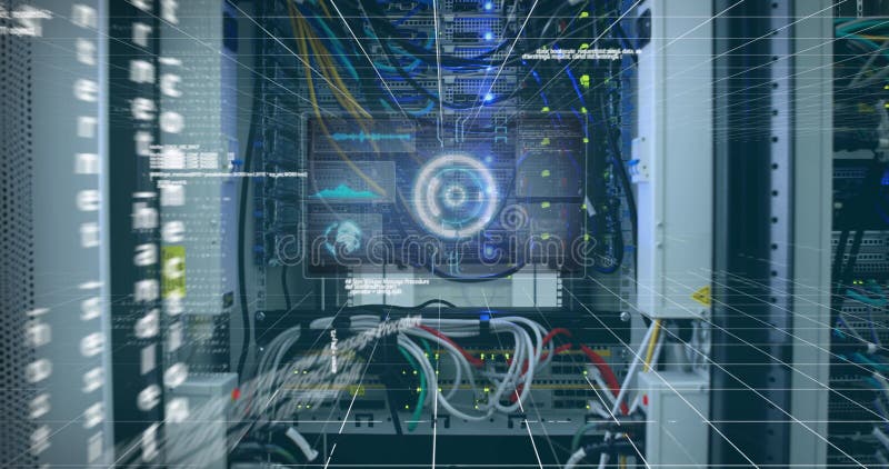 Image of Data Processing on Screen Over Computer Wires Stock Photo ...