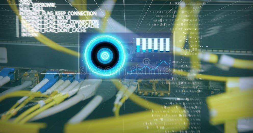 Image of Data Processing on Screen Over Computer Wires Stock Image ...