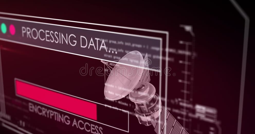 Image of Data Processing on Screen Over Satellite Stock Illustration ...