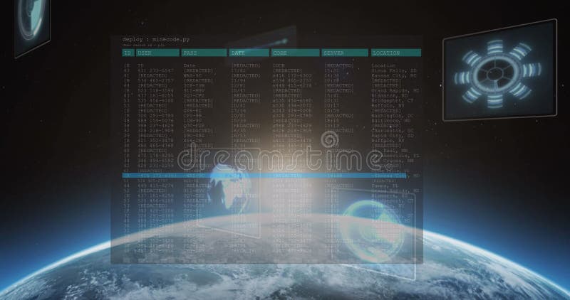 Image of Data Processing on Screen and Scopes Scanning Over Planet ...