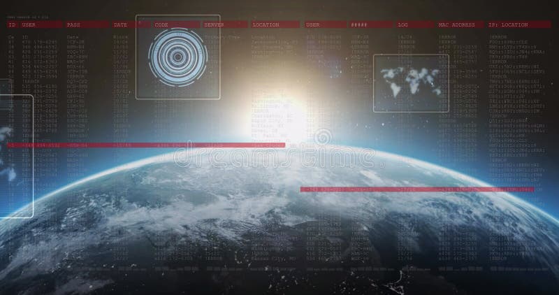Image of Data Processing on Screen and Scopes Scanning Over Planet ...