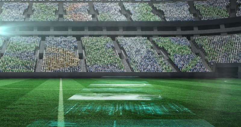 Image of Data Processing on Screens Over Sports Stadium Stock ...