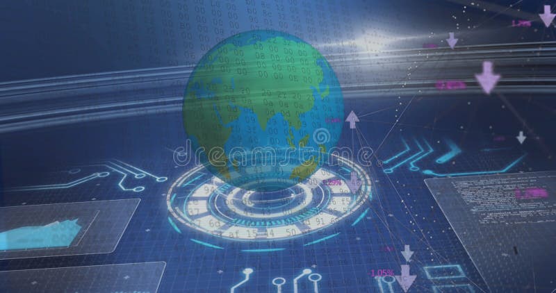 Image of Data Processing on Screens and Scopes Scanning Over Planet ...