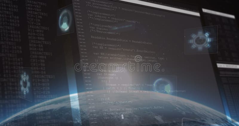 Image of Data Processing on Screens and Scopes Scanning Over Planet ...