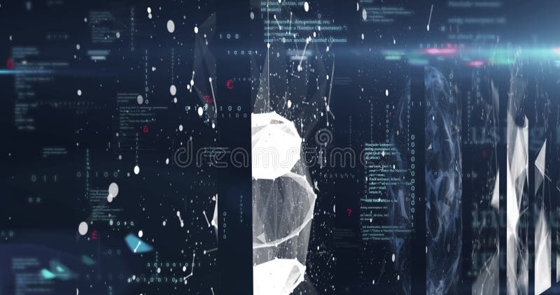 Image of Data Processing and Shapes on Black Background Stock ...