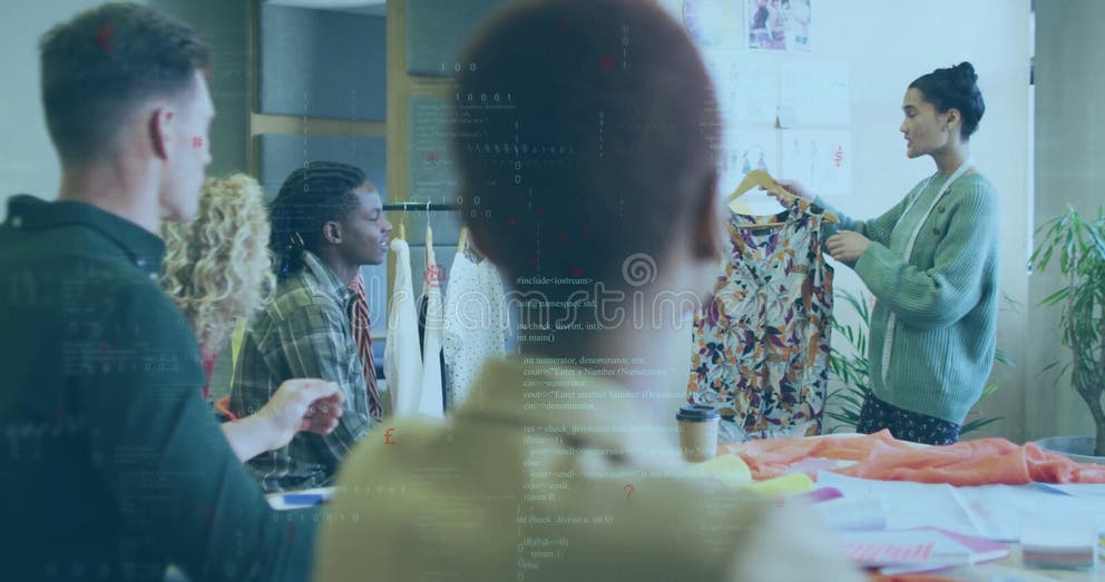 Image of Data Processing and Shapes Over Diverse Business People ...