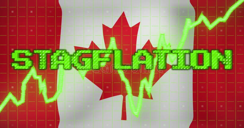 Image of Data Processing and Stagflation Text Over Flag of Canada Stock ...